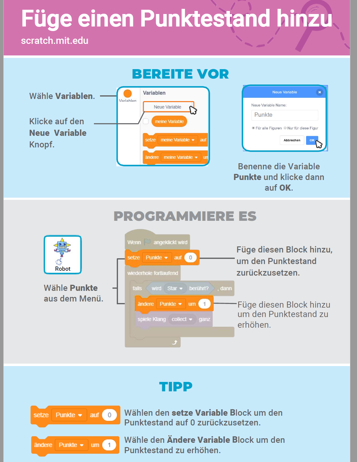 Lösung Füge eine Punktestand hinzu – Learni